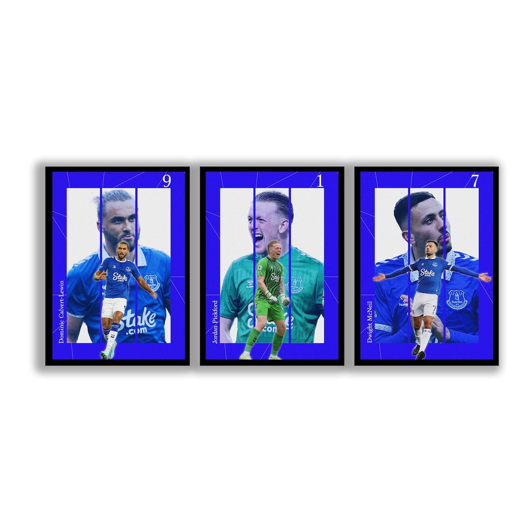 EVERTON 3 Poster Bundle Football Poster Mcneil DCL Calvert-lewin ...
