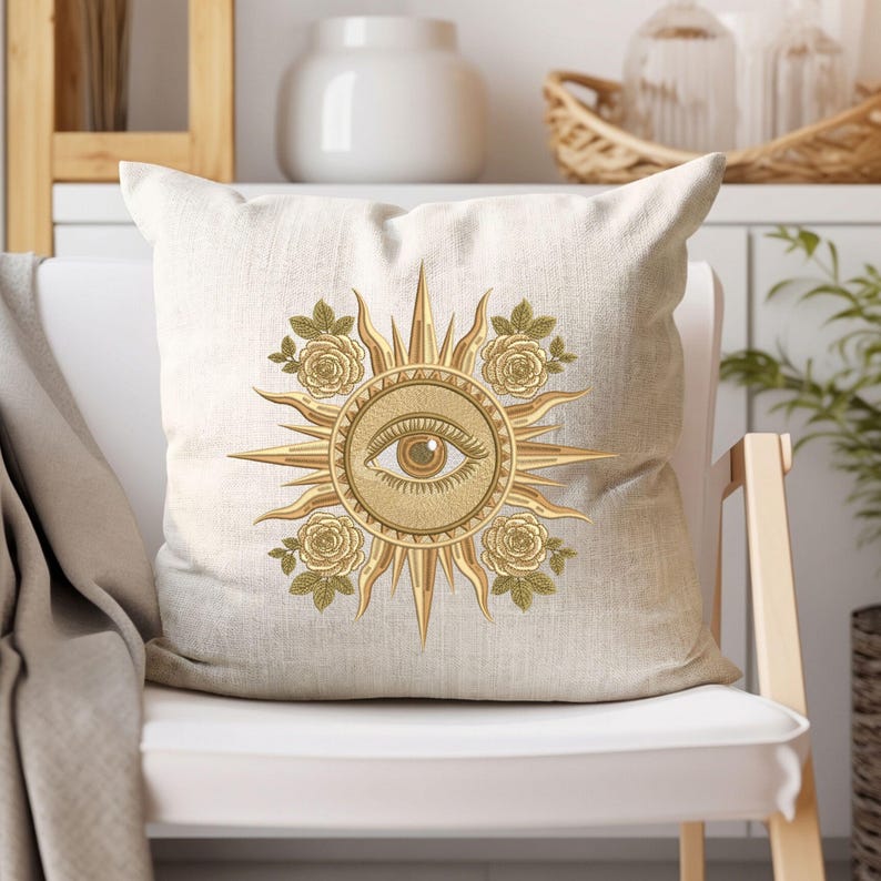 Boho Floral Sun Mystical Celestial Eye Machine Embroidery Design 8 ...
