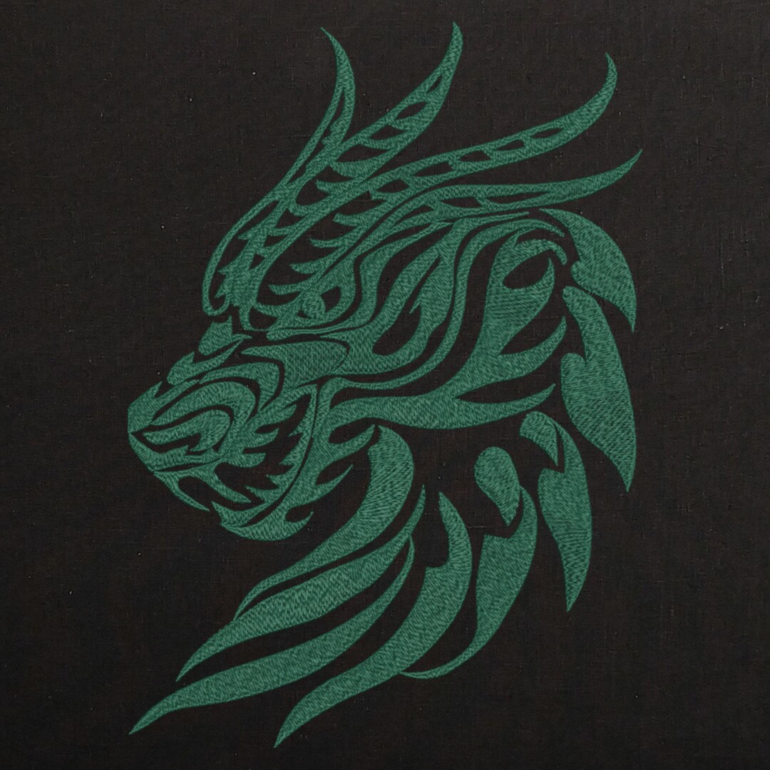Tribal Dragon Head Machine Embroidery Design, Bold Dragon Embroidery ...