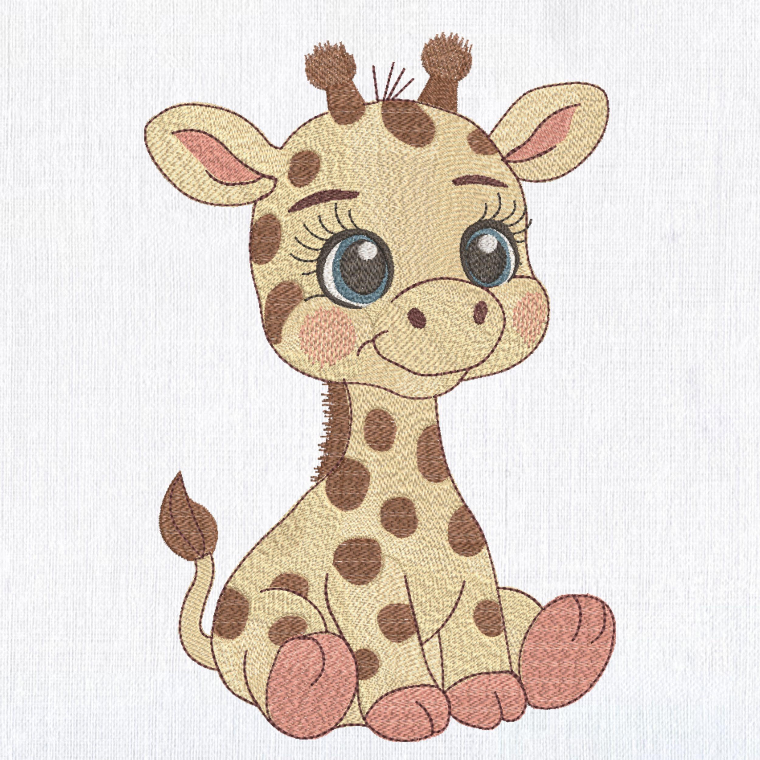 Cute Safari Baby Giraffe Machine Embroidery Design, Wild Animal ...