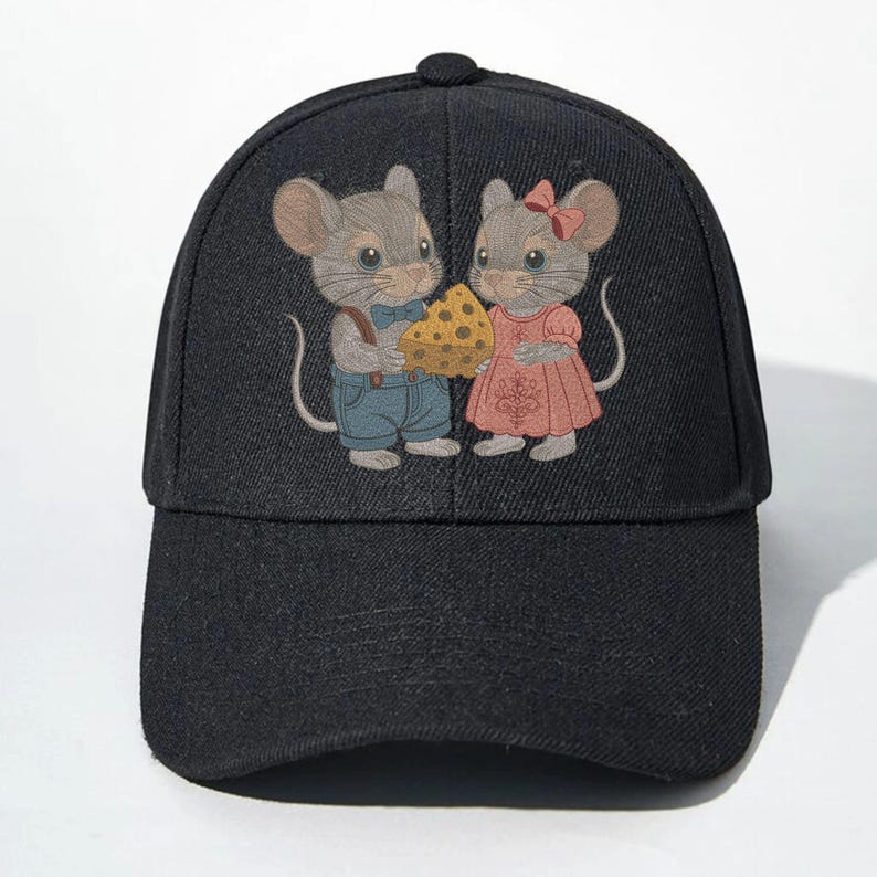 Mouse Couple Embroidery Design: Vintage Mice With Cheese (digital ...