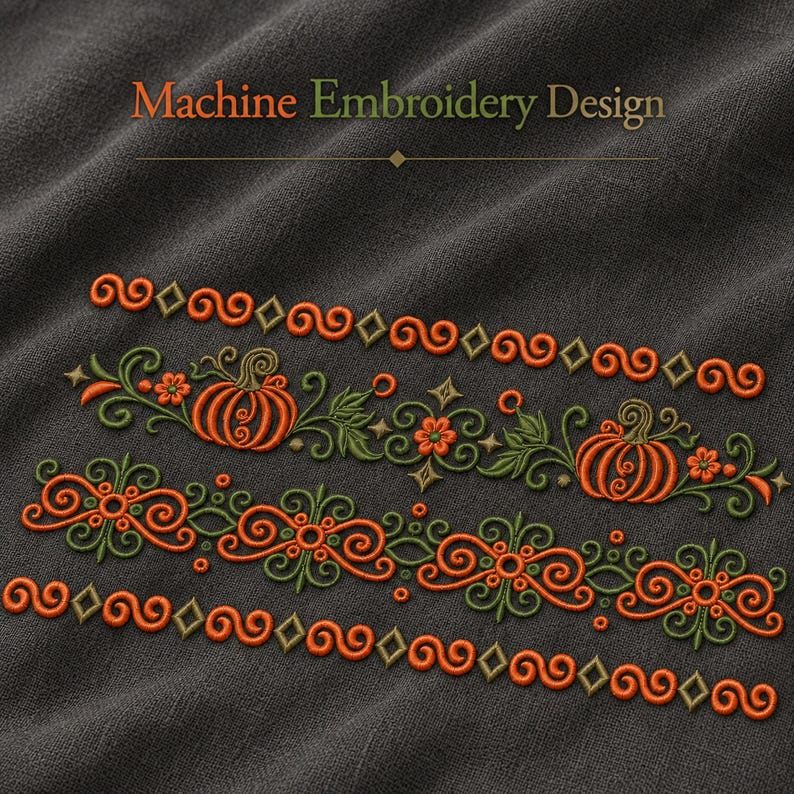 Fall Pumpkin Kitchen Towel Machine Embroidery Design Digital Download ...