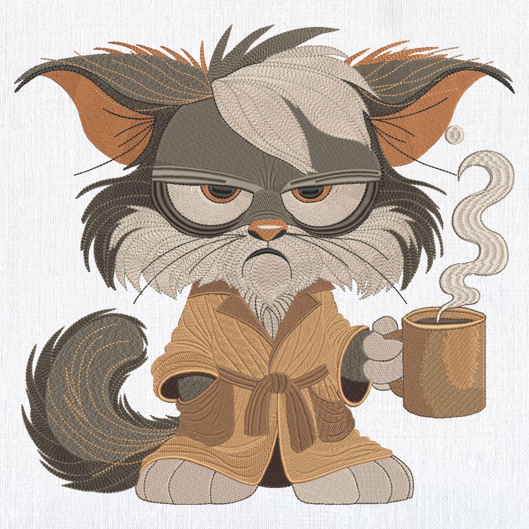 Funny Grumpy Cat Embroidery Design: Coffee Lover Gift (instant Download ...