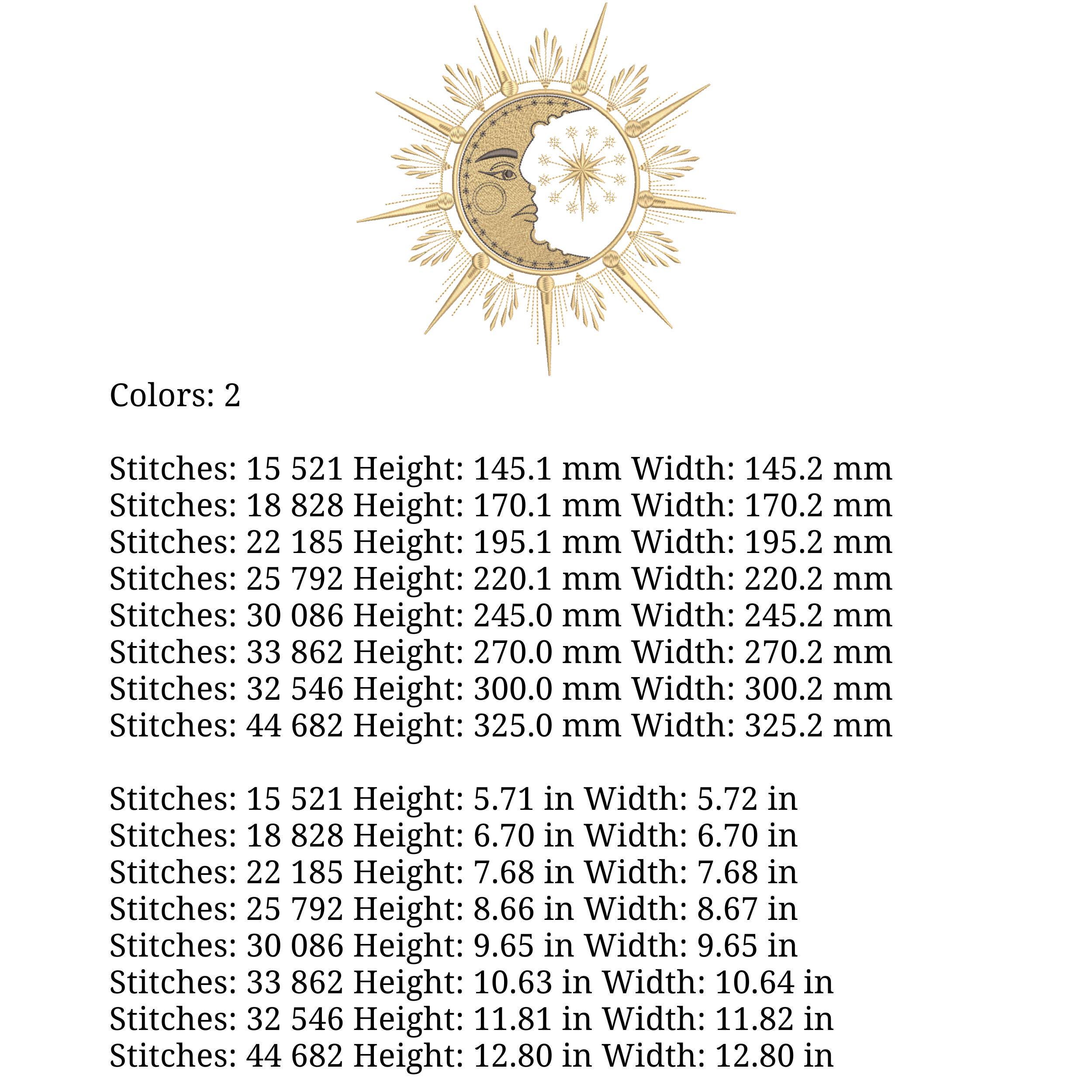 Mystic Sun and Moon Face Machine Embroidery Design, Celestial Cosmic ...
