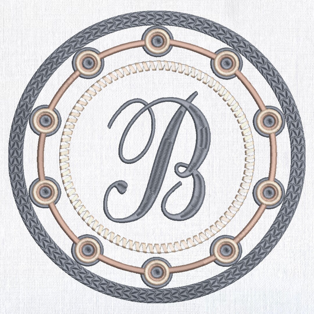 Monogram Letter B Embroidery Design: Circular Frame (instant Download ...