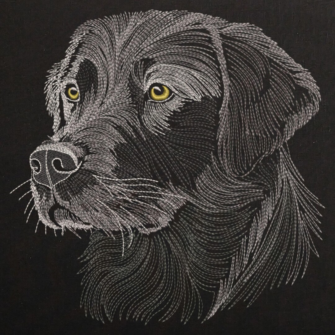 Black Labrador Embroidery Design: Realistic Pet Portrait (8 Sizes ...