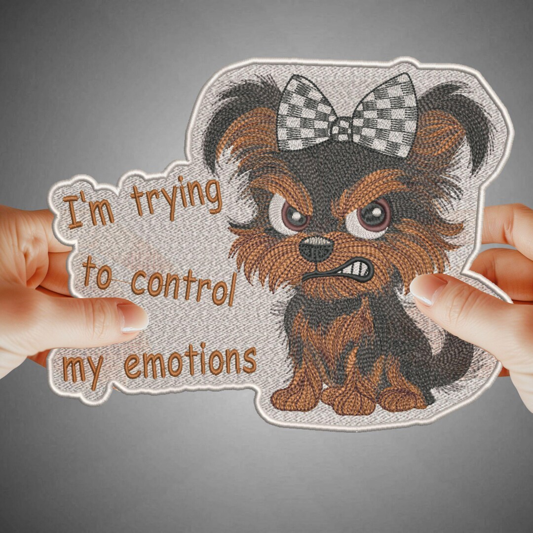 Angry Yorkie Dog Embroidery Design: Funny Grumpy Puppy Patch (digital ...
