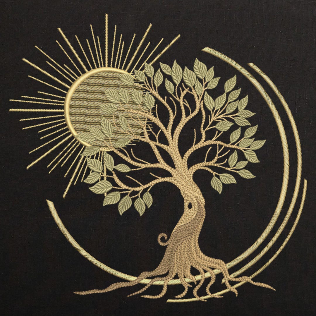 Sun Tree of Life Machine Embroidery Design, Boho Cellestial Style. 8 ...