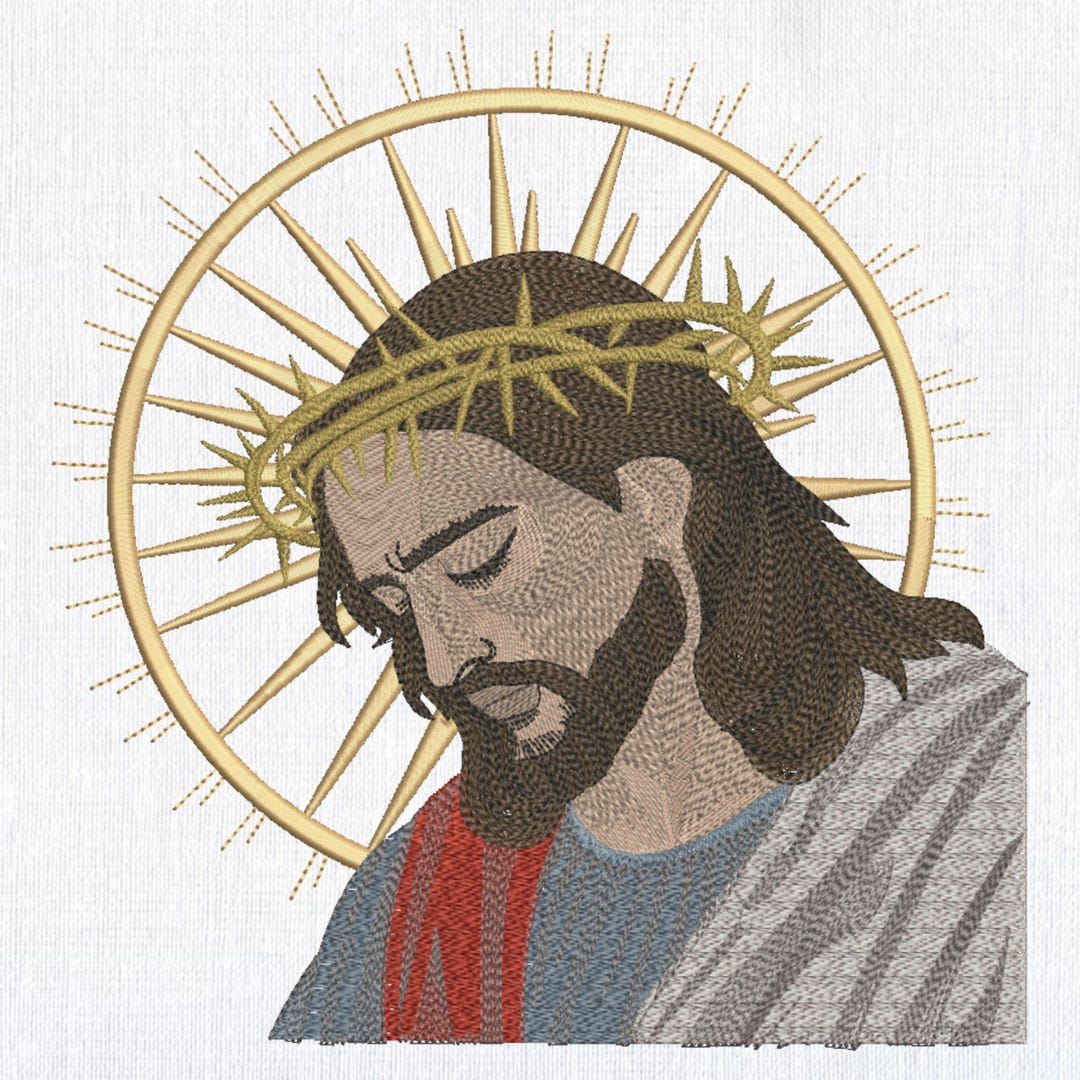 Jesus Christ Embroidery Design: Religious Savior, Crown of Thorns ...