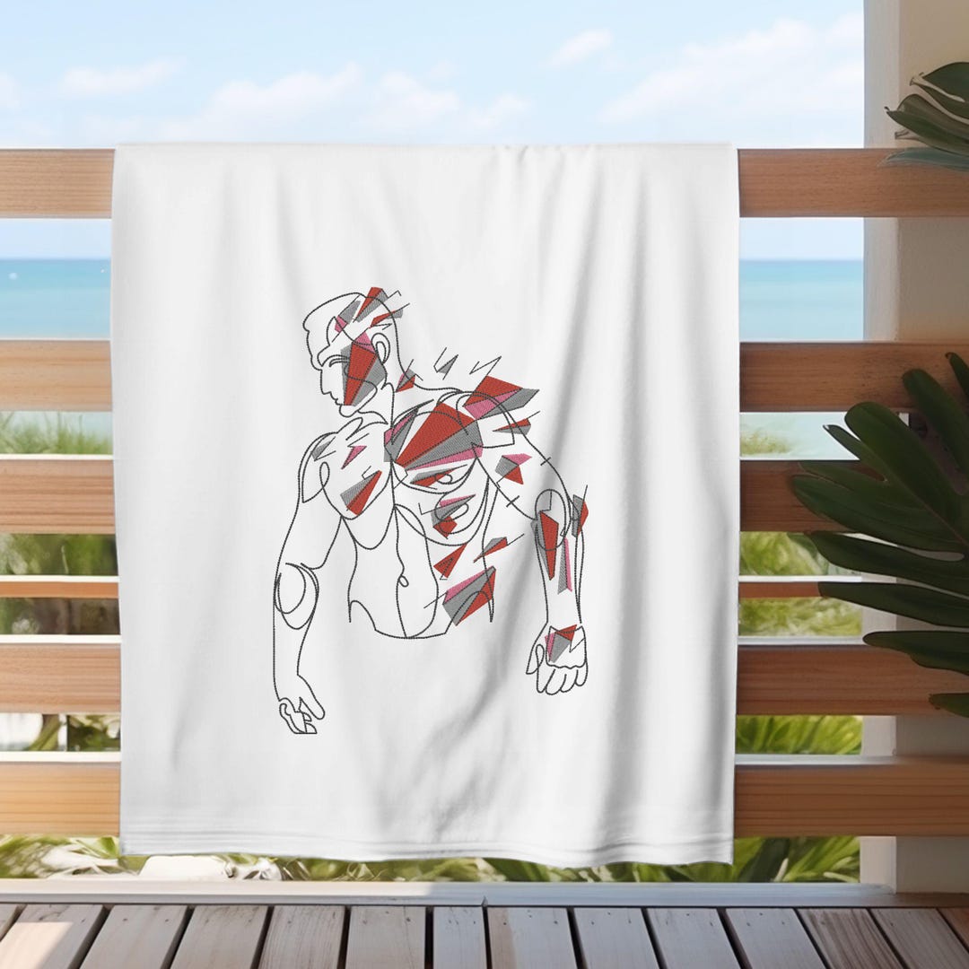 Abstract Bodybuilder Man Figure Machine Embroidery Design. Sports and ...