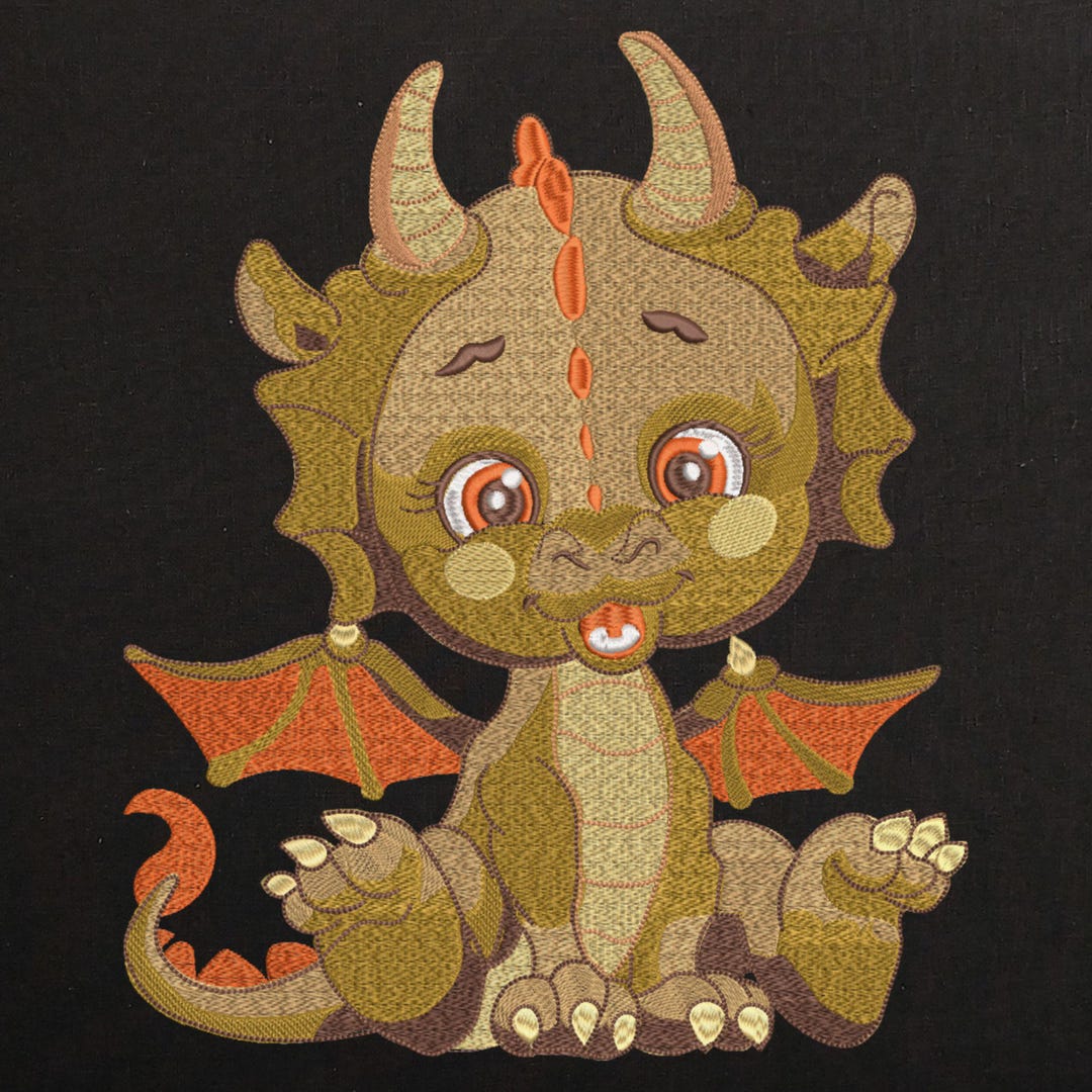 Cute Cartoon Baby Dragon Machine Embroidery Design, Funny Kids Dragon ...