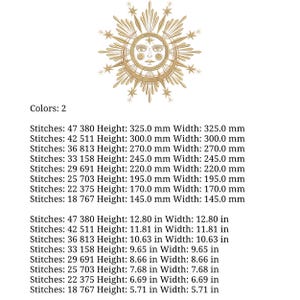 Mystical Sun Face Machine Embroidery Design, Celestial Sun and Stars ...