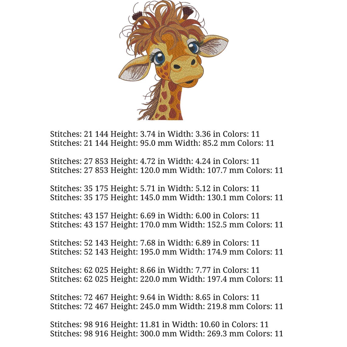 Cute Giraffe Head Machine Embroidery Design, Funny Giraffe Face ...