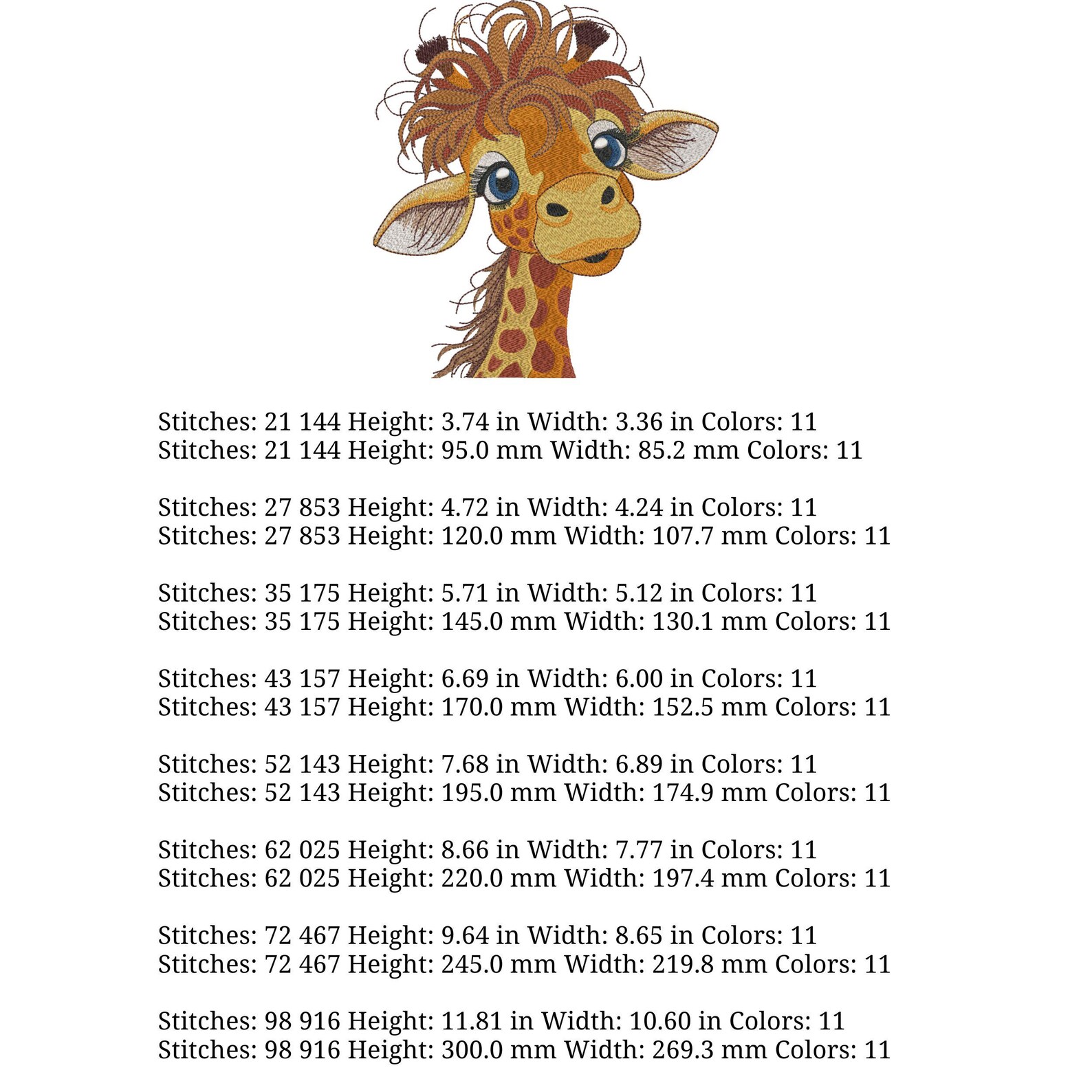 Cute Giraffe Head Machine Embroidery Design, Funny Giraffe Face ...