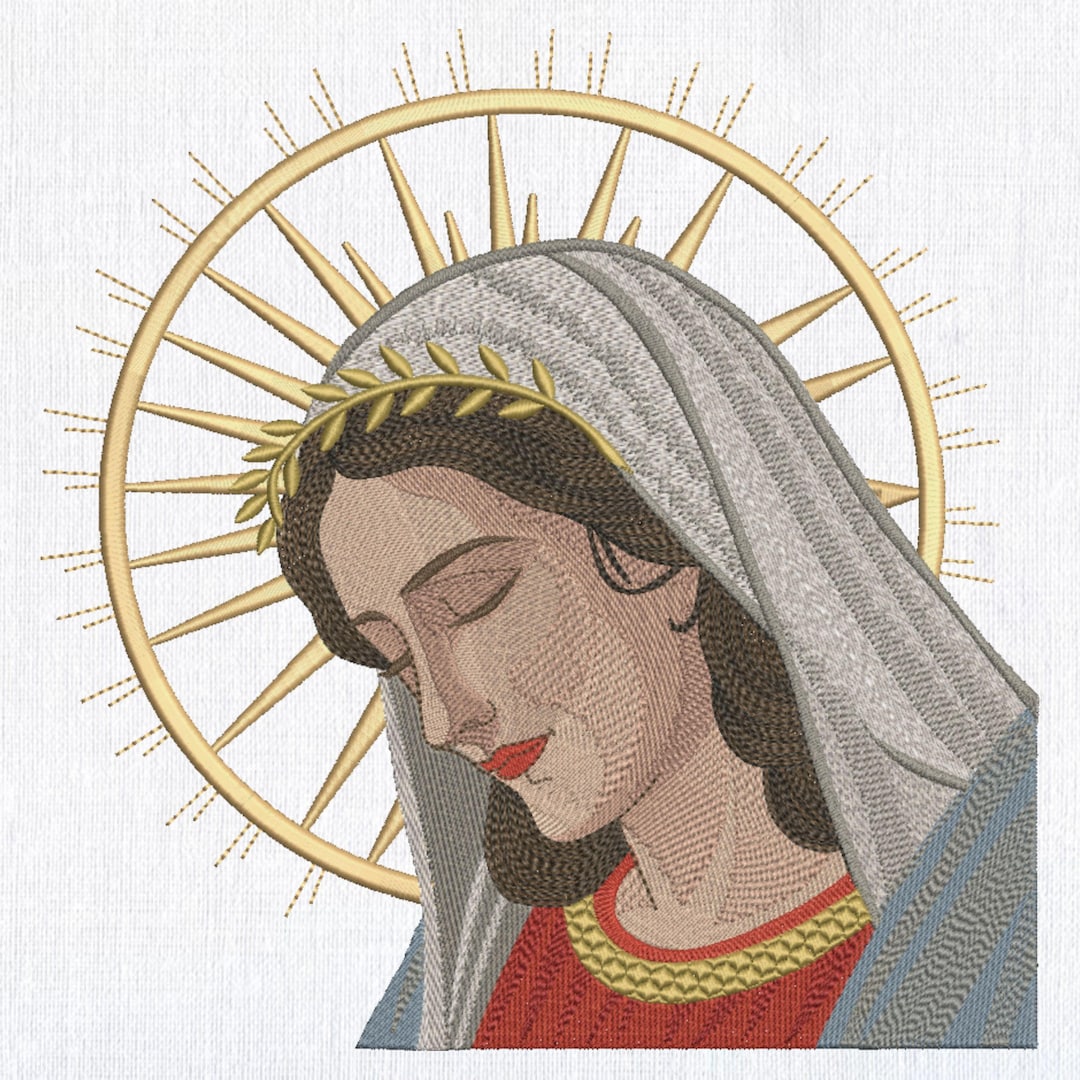 Holy Virgin Mary Embroidery Design: Religious Christian Pattern ...