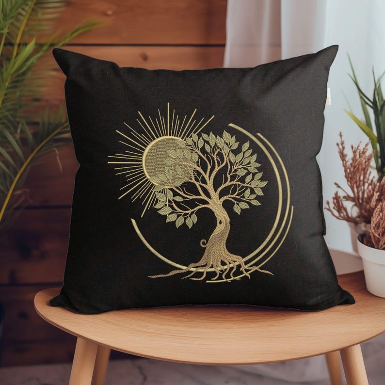 Sun Tree of Life Machine Embroidery Design, Boho Cellestial Style. 8 ...