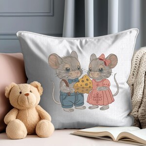 Mouse Couple Embroidery Design: Vintage Mice With Cheese (digital ...