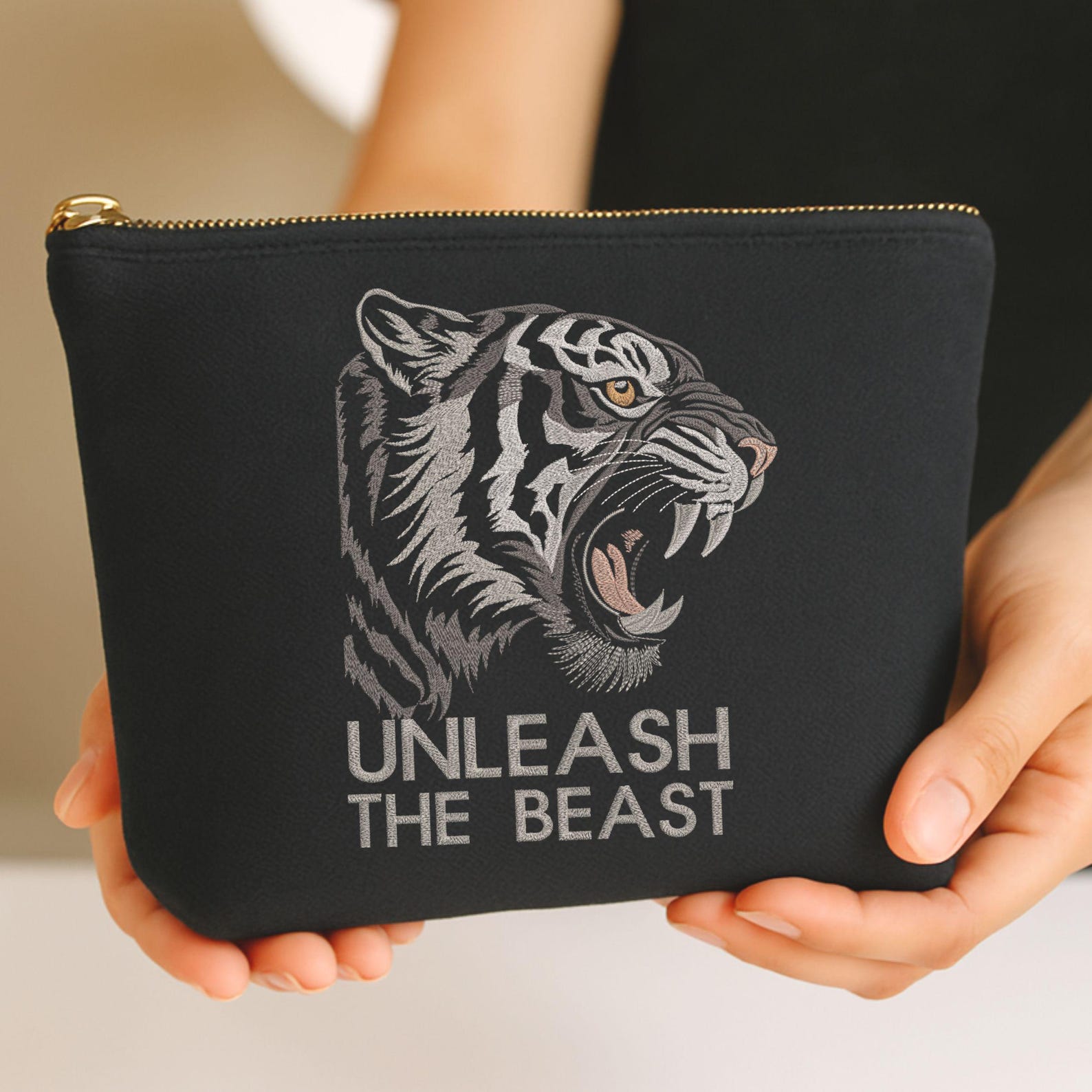Tiger Head Embroidery Design: Unleash the Beast, Dark Fabric (5x7 to ...
