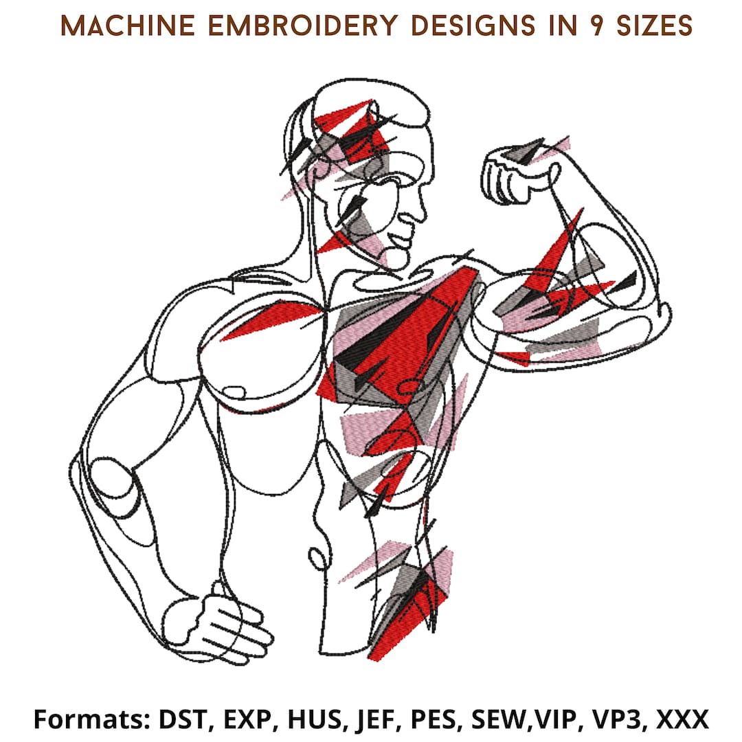 Machine Embroidery Design Man Body Builder, Athlete Fitness, Sport, Gym ...