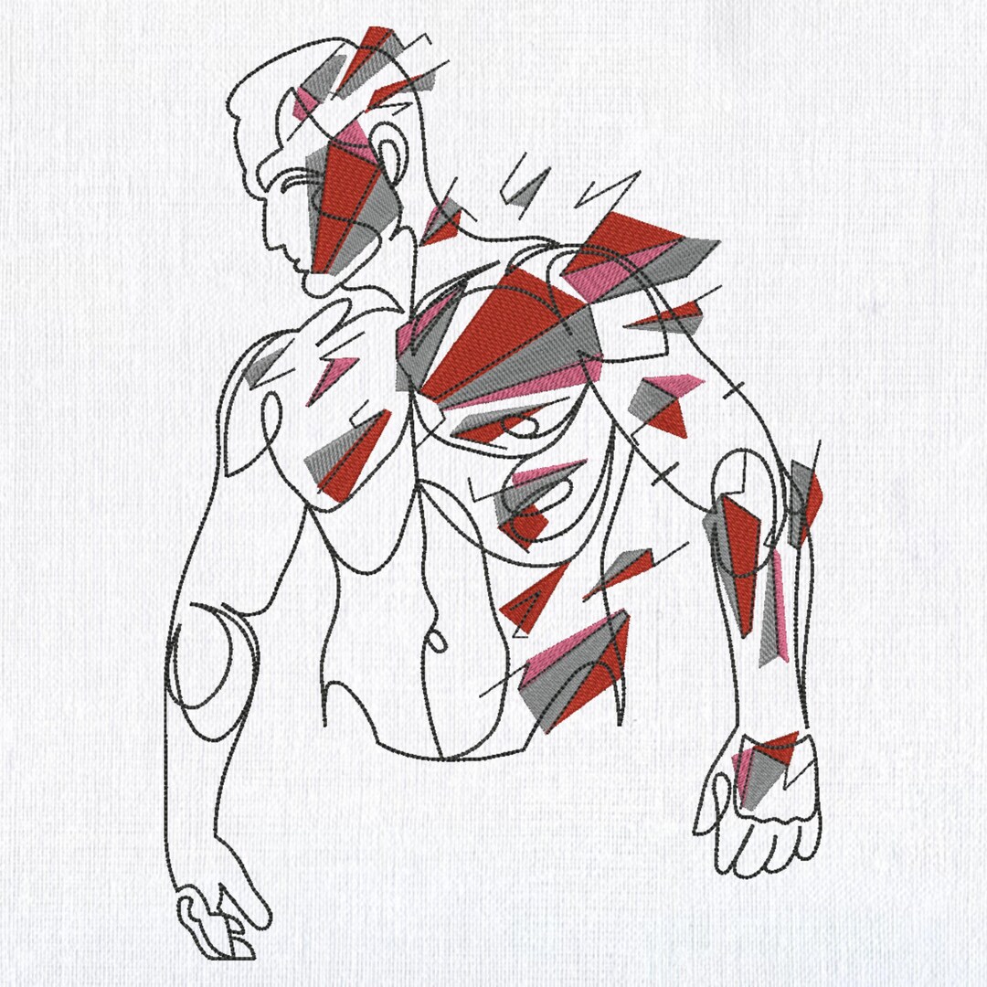 Abstract Bodybuilder Man Figure Machine Embroidery Design. Sports and ...