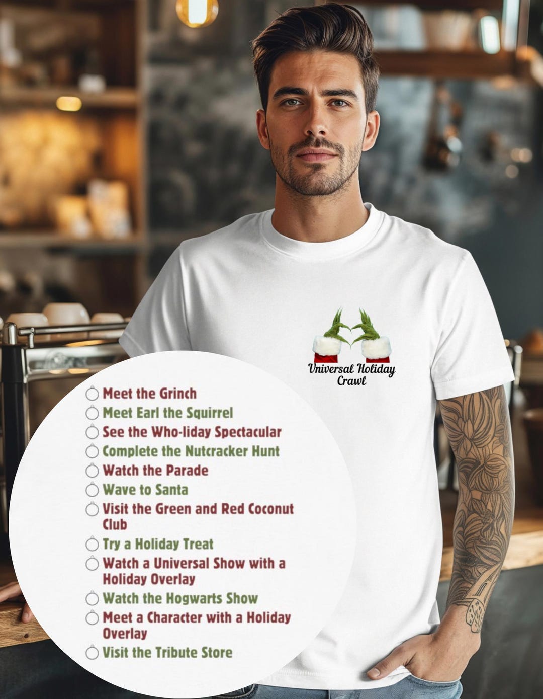 Universal Holiday Checklist Tee, Christmas T-shirt, Universal Studios ...