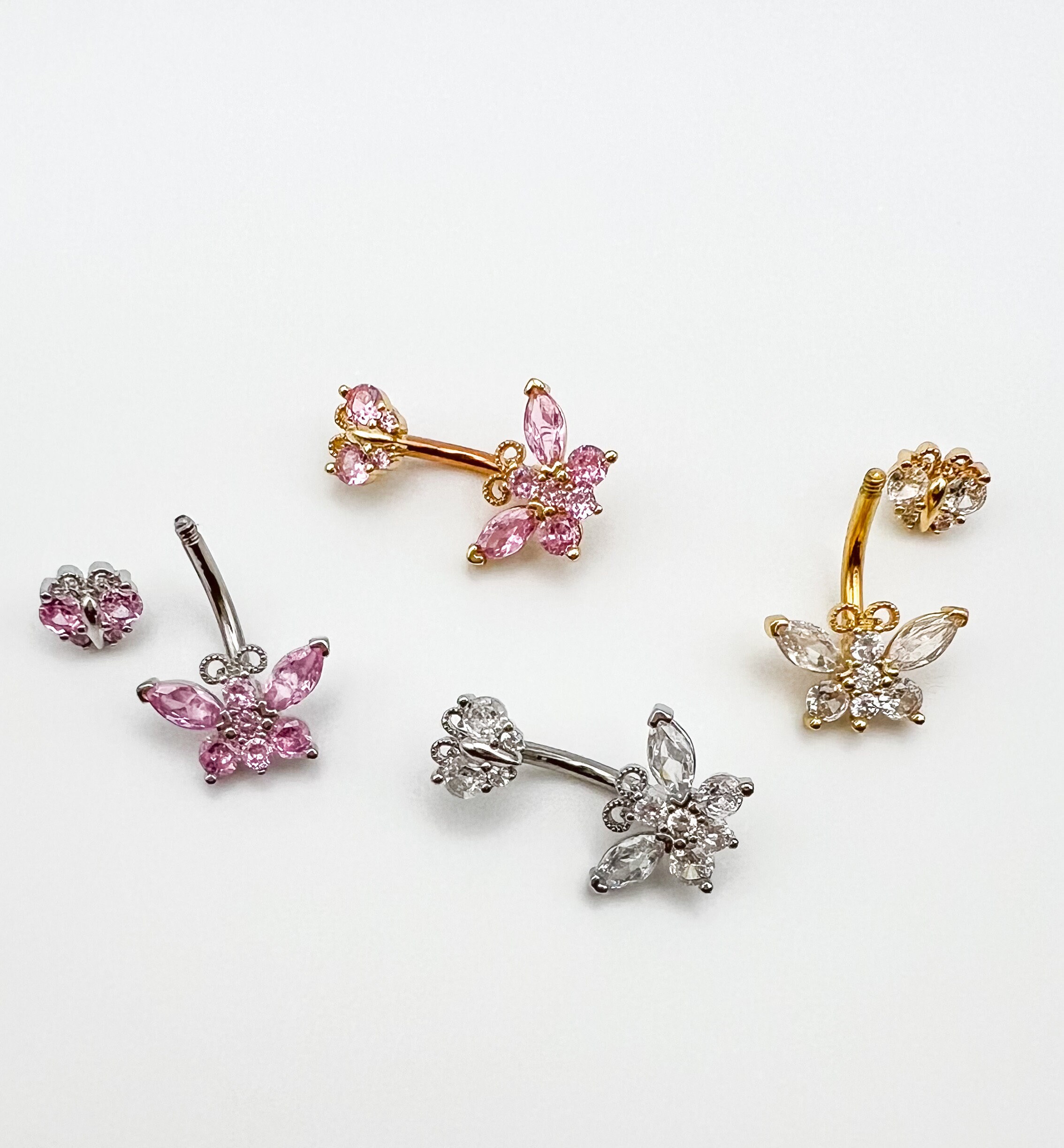 Butterfly Belly Button Ring, 14G Surgical Steel Navel Piercing, Butterfly Belly Button Ring ...