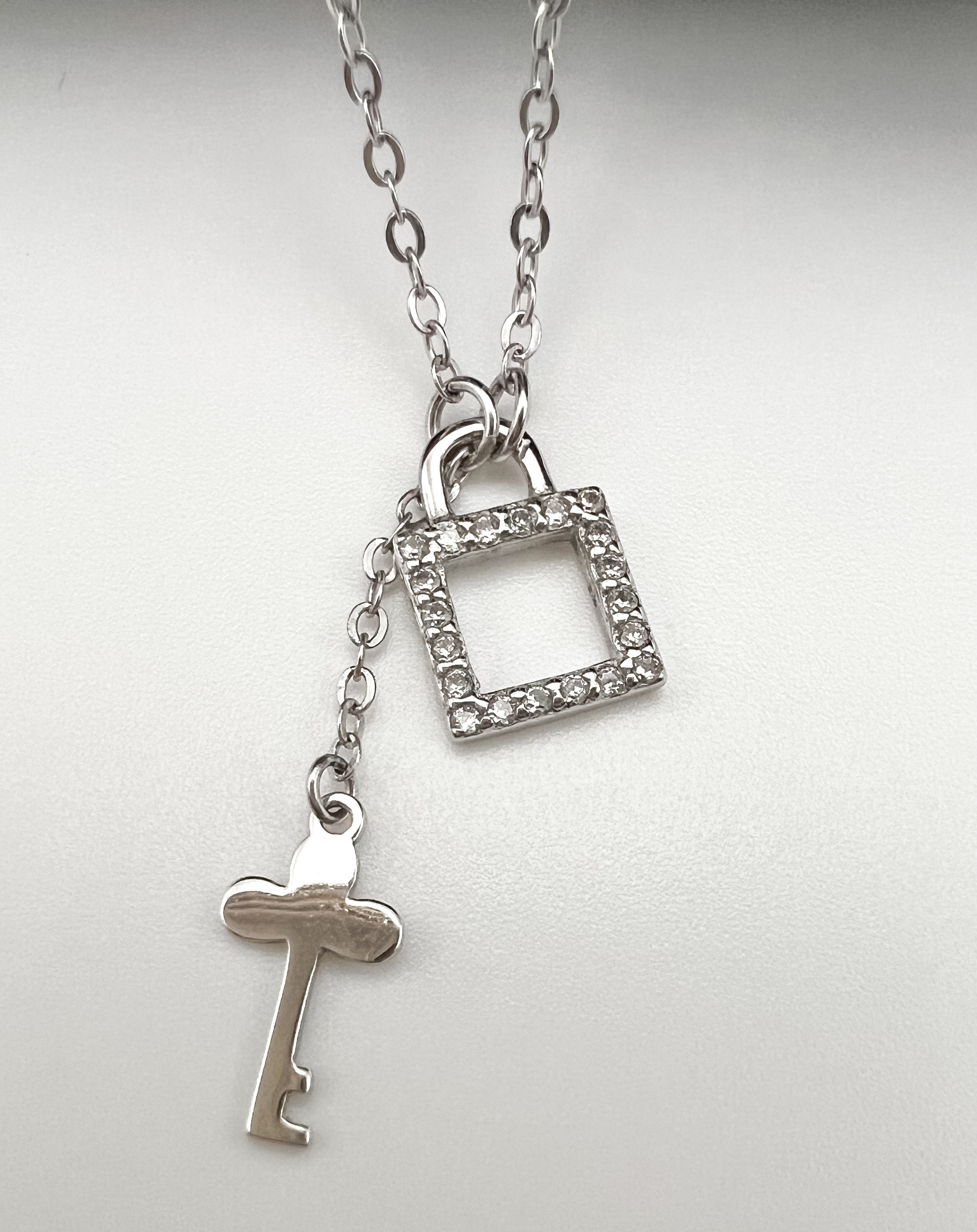 Tiny Lock and Key Necklace, Sterling Silver Padlock, Love Lock and Key ...