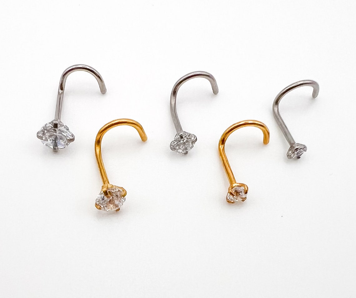 20G Surgical Steel Nose Stud, Screw Back Nose Piercing, Nose Ring, Gold ...