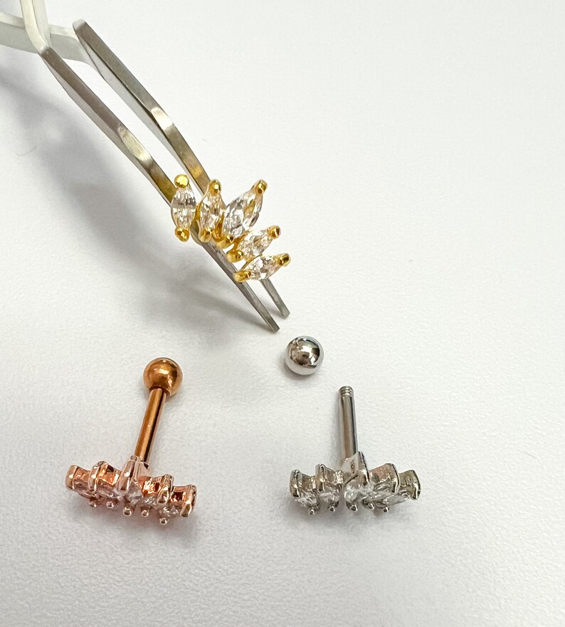 Crown Cartilage Piercing, 16G Surgical Steel Crystal Helix Piercing ...