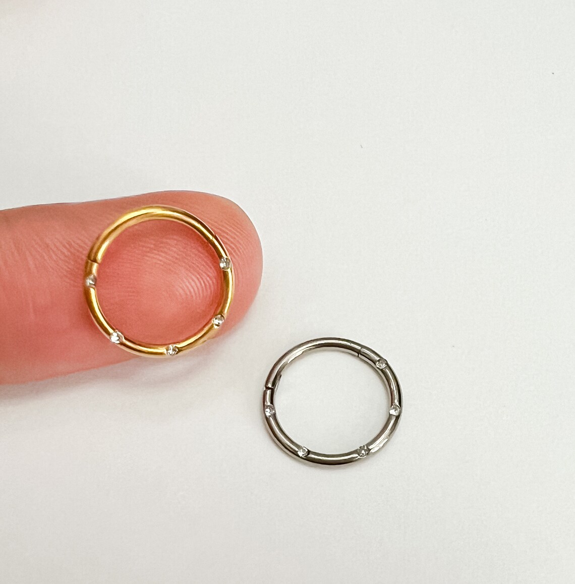 Septum Clicker, Silver or Gold Septum Clicker, Dangle Septum Ring ...