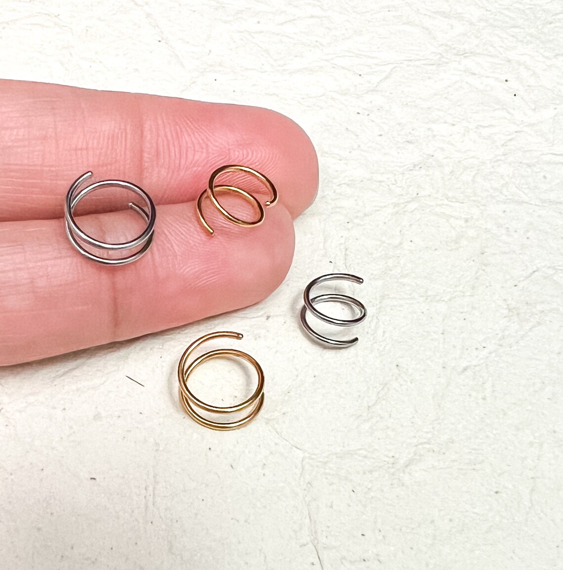 20G Double Nose Ring, Twist Nose Ring, Double Nose Hoop, Spiral Nose ...