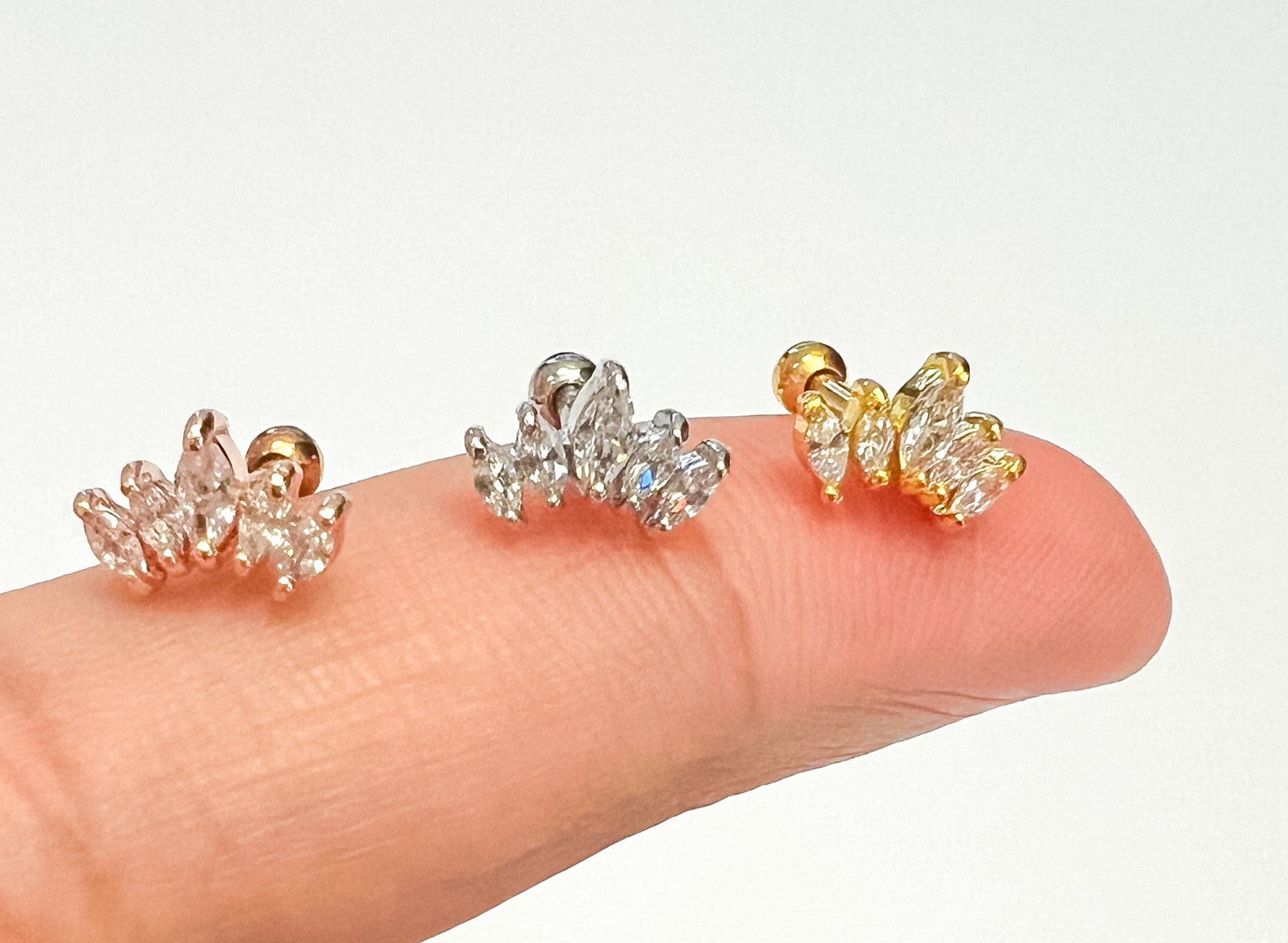 Crown Cartilage Piercing, 16G Surgical Steel Crystal Helix Piercing ...