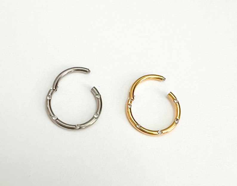 Septum Clicker, Silver or Gold Septum Clicker, Dangle Septum Ring ...