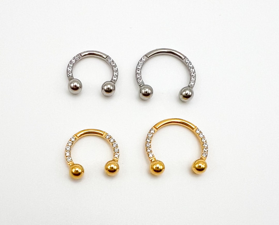 16g Septum Horseshoe, Septum Ring 10mm, Silver or Gold Finish Horseshoe ...