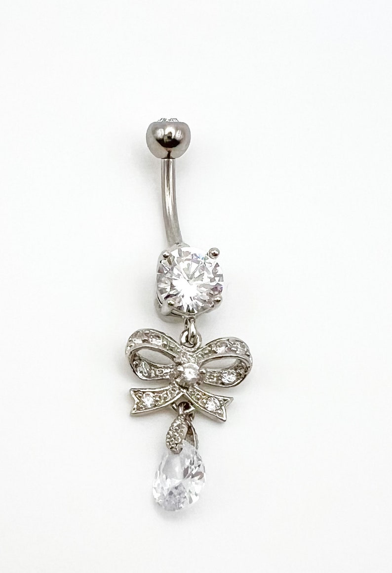 Silver or Gold Dainty Belly Piercing, Belly Ring, Cute Bow Belly Button ...