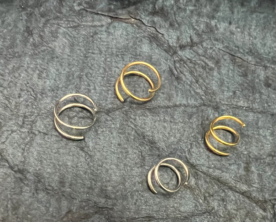 20G Double Nose Ring, Twist Nose Ring, Double Nose Hoop, Spiral Nose ...