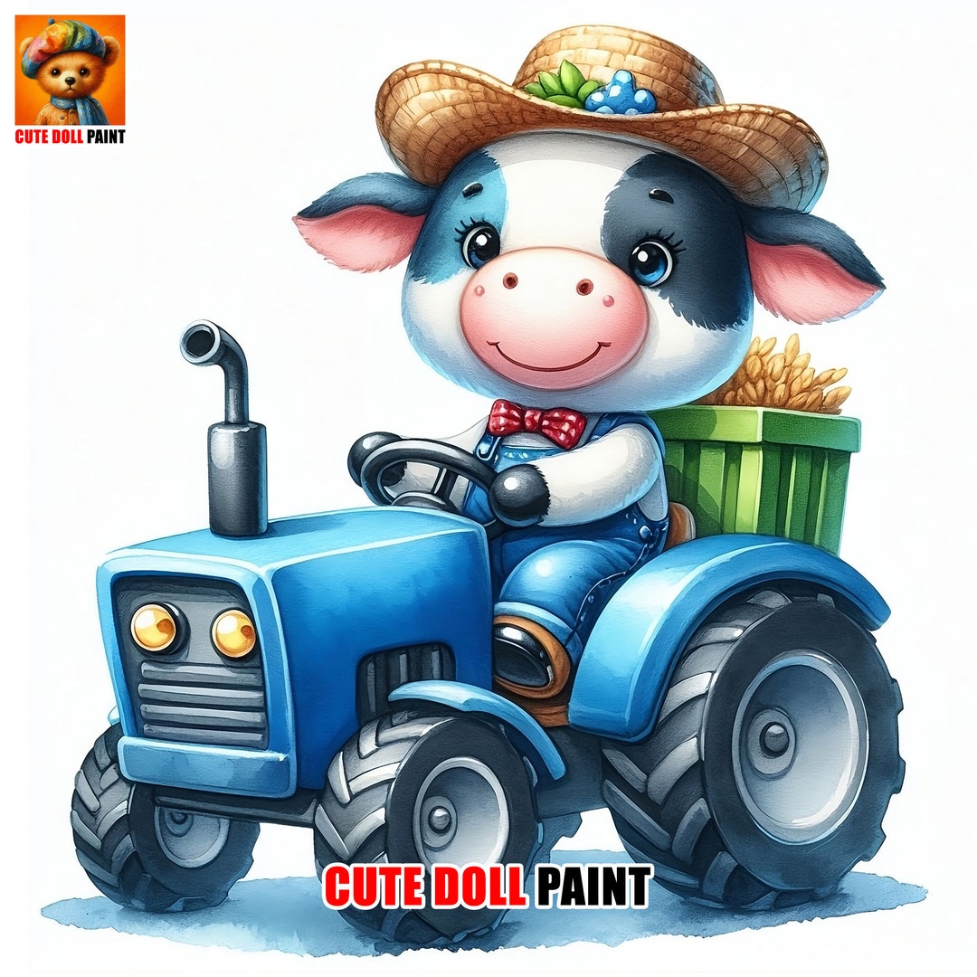 Cow Doll Drives Tractor V.4 Printable T Shirt Design Custom T Shirt T ...