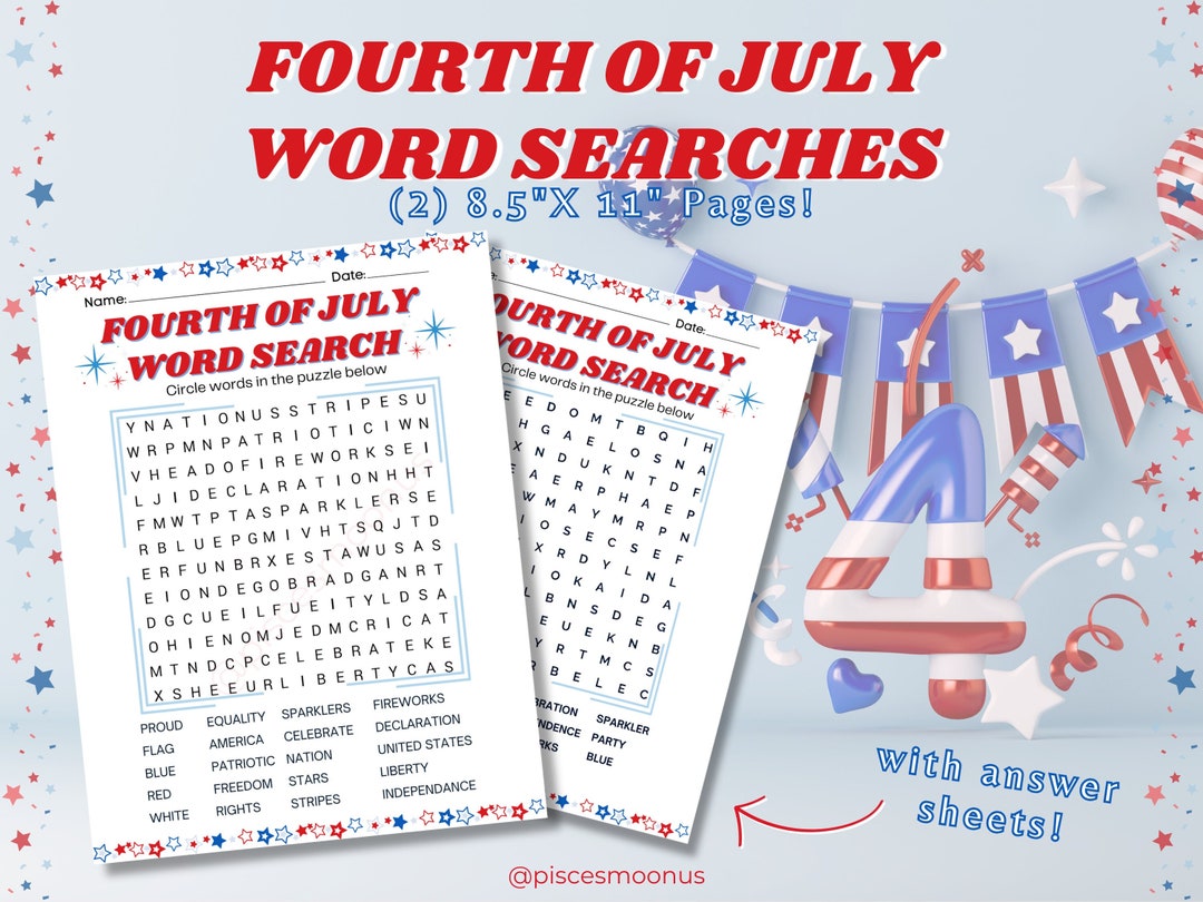 Fourth of July Word Search | 4th of July Party | Printable for Kids ...