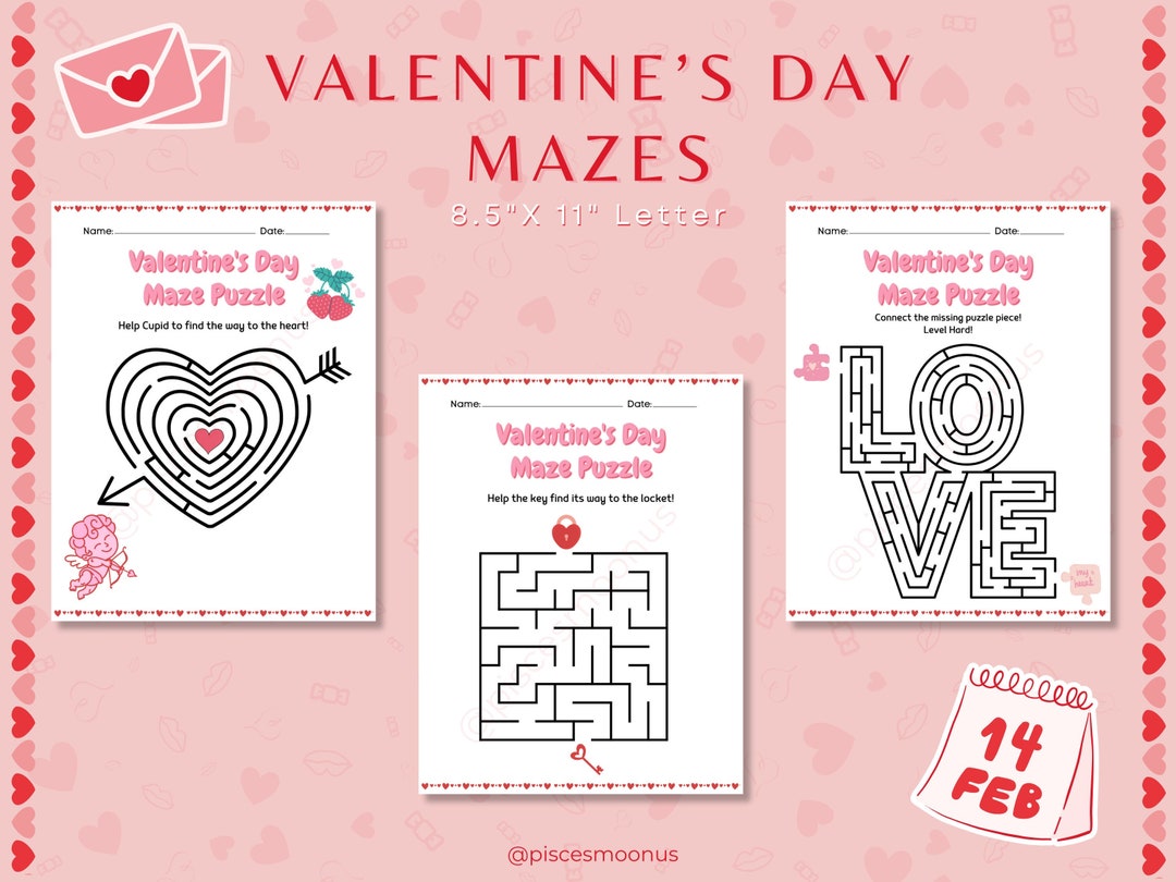 Valentine's Day Maze Puzzle | Valentine's Party | Printable for Kids ...