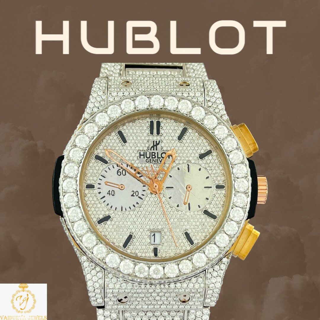 Luxury Design Silver Iced Out Men's Full Diamond Watch, Hublot Watch - Etsy