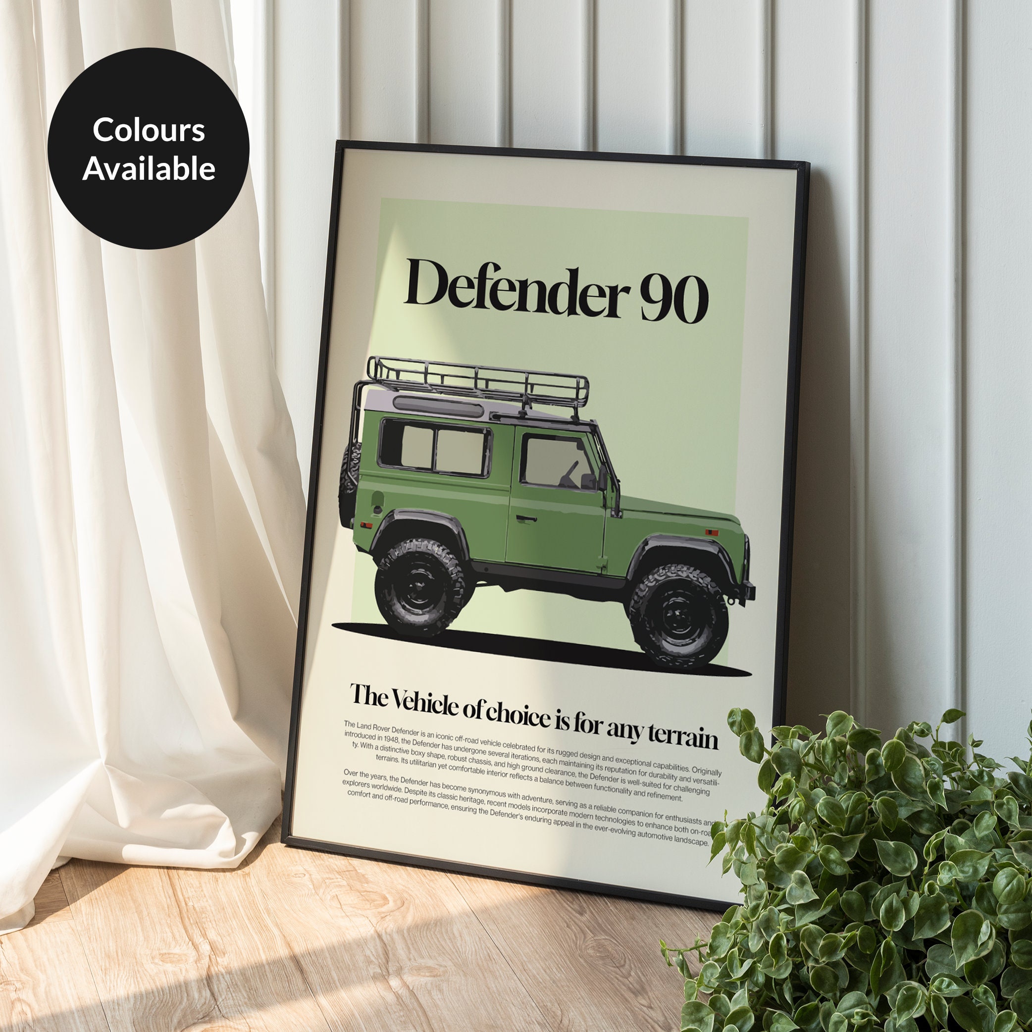 Land Rover Defender 90 Classic Ad, Garage Print, Retro Wall Art, Garage ...