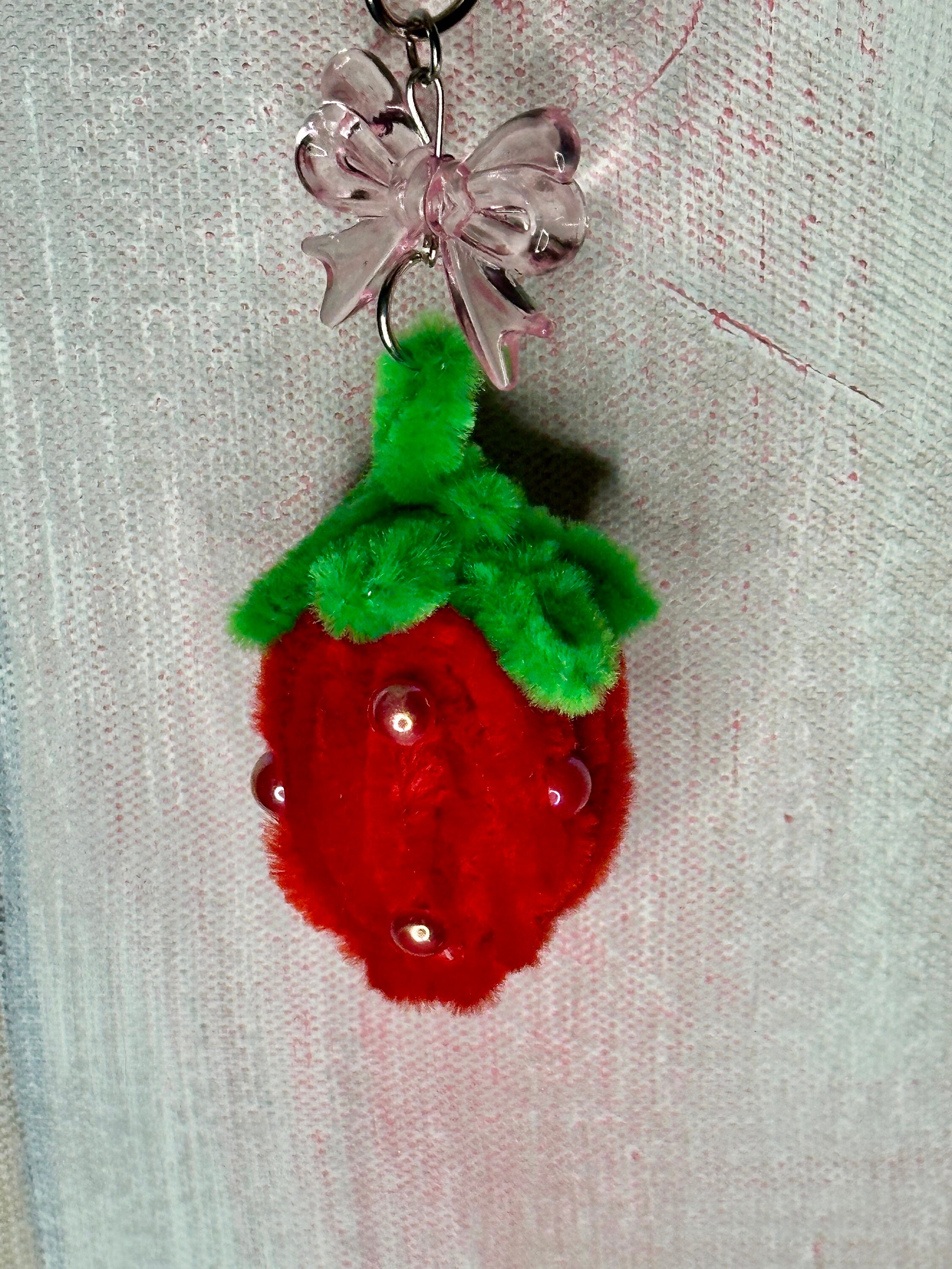 Cute Strawberry Keychains Made of Soft Fluffy Rods. Inspired by Anime ...