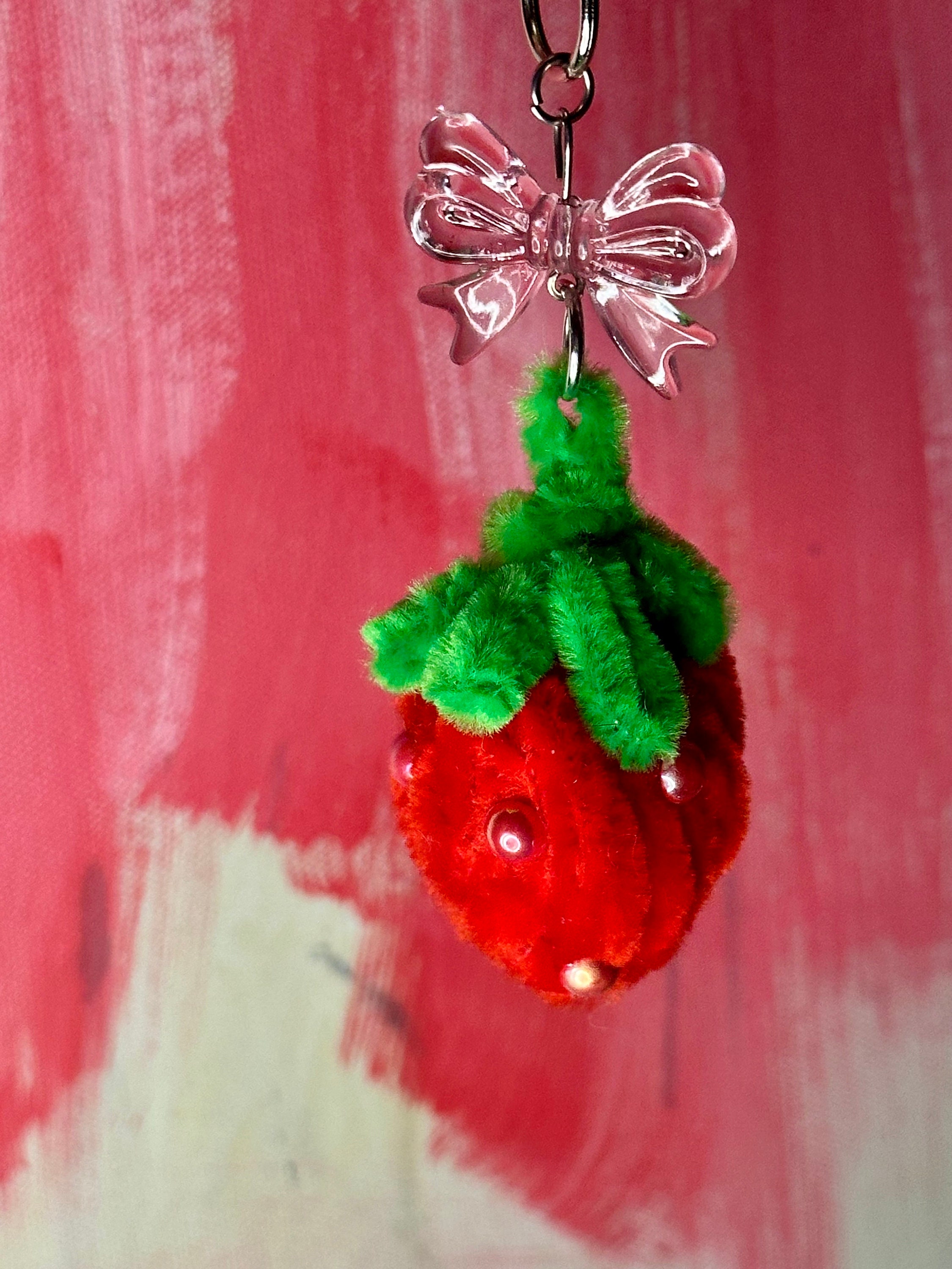 Cute Strawberry Keychains Made of Soft Fluffy Rods. Inspired by Anime ...