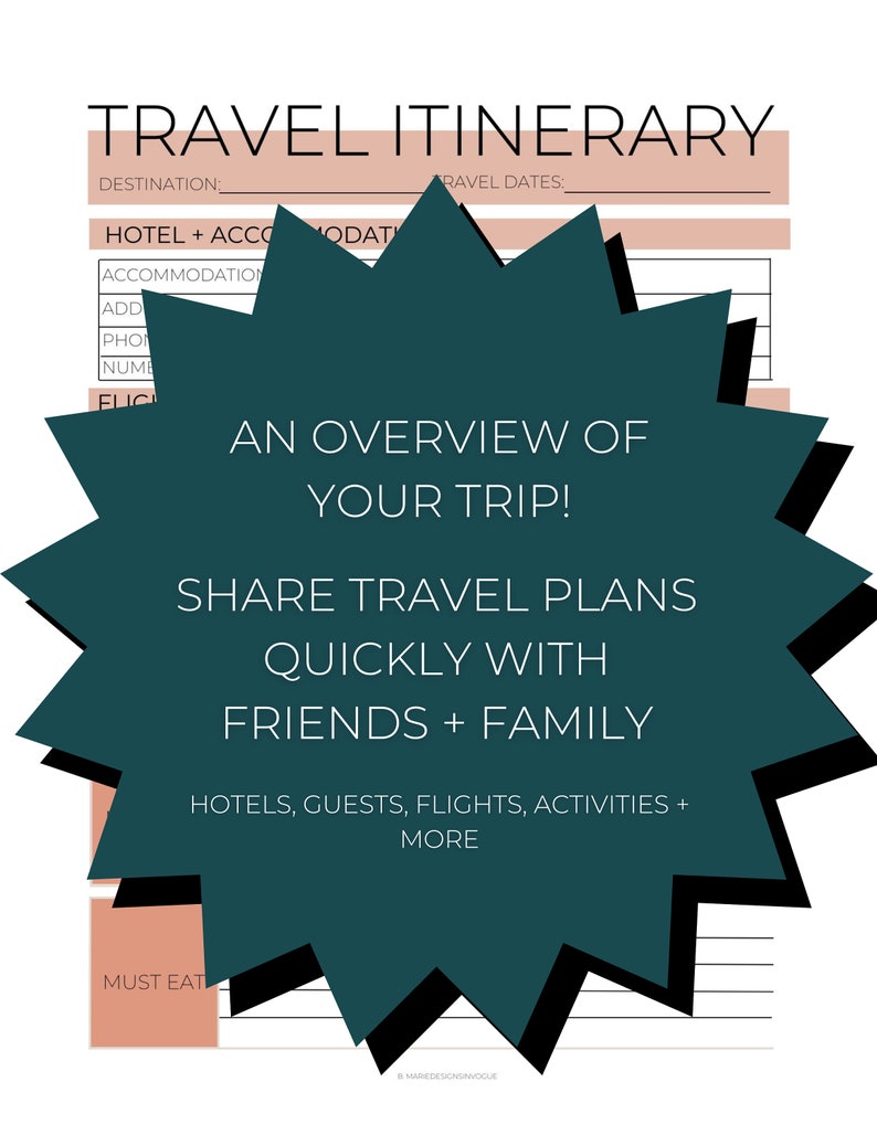Simple Travel Planner Template | Simple Travel Itinerary | Printable ...