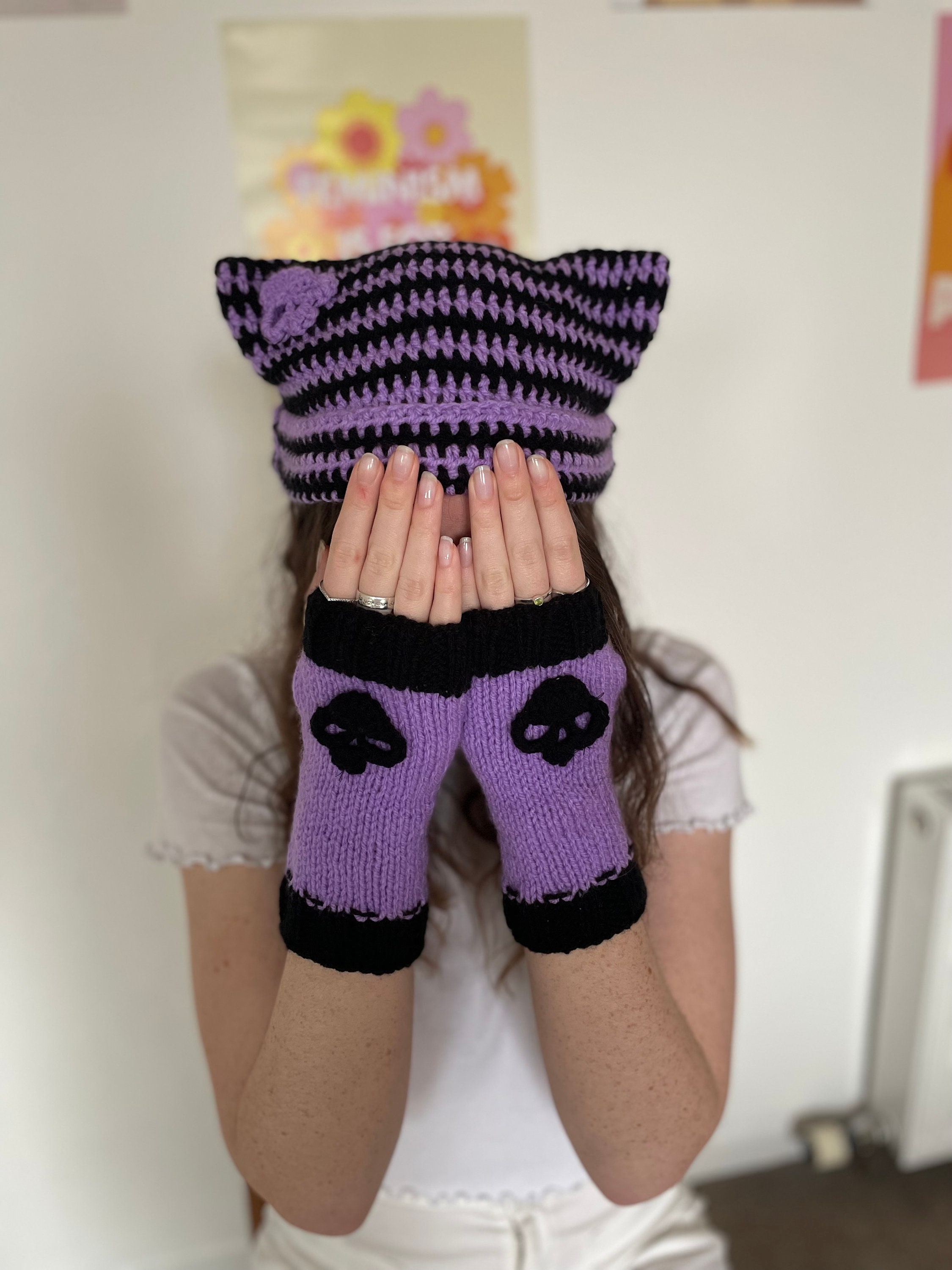Kuromi Hat and Glove Set - Etsy