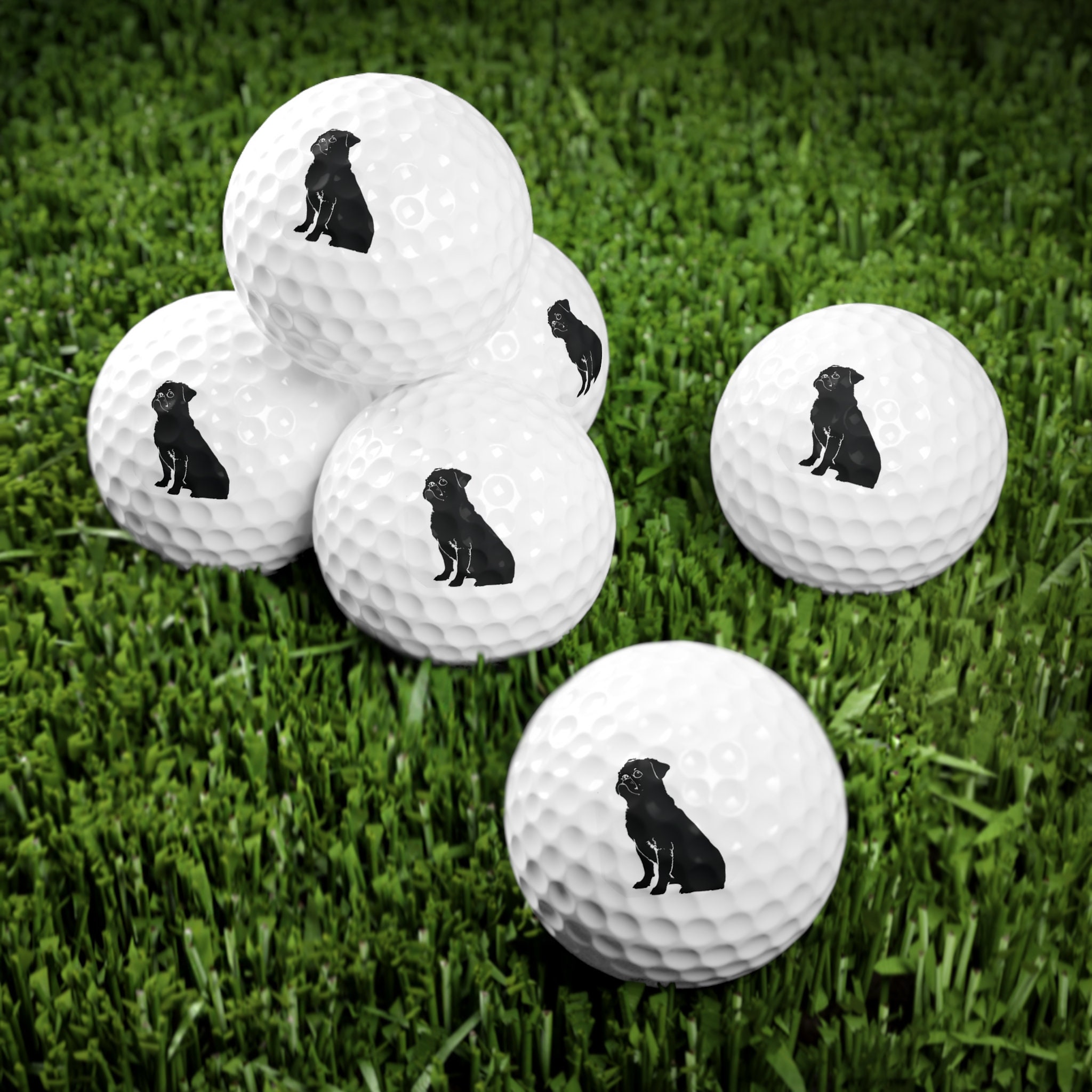 Golfdog - Pug Silhouette Premium CUSTOM Golf Balls, 6pcs - Perfect for ...