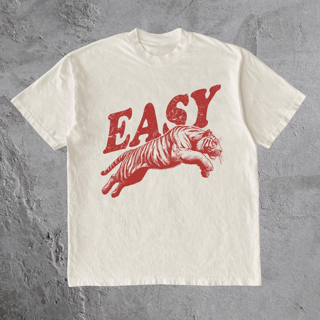 Easy Tiger Shirt Retro Boho Graphic Tee Trendy Aesthetic Unisex ...
