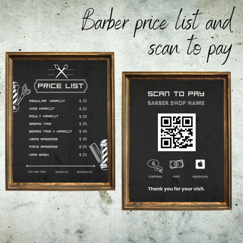 Barber Shop Price List Template Editable Barber Menu Flyer Barbershop ...