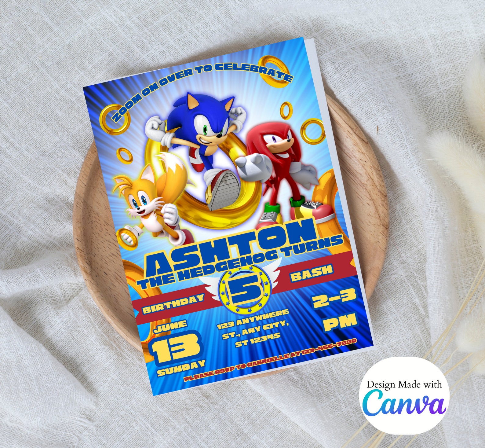Sonic Birthday Invitation, Sonic Invitation, Sonic Party Invite, Kids ...
