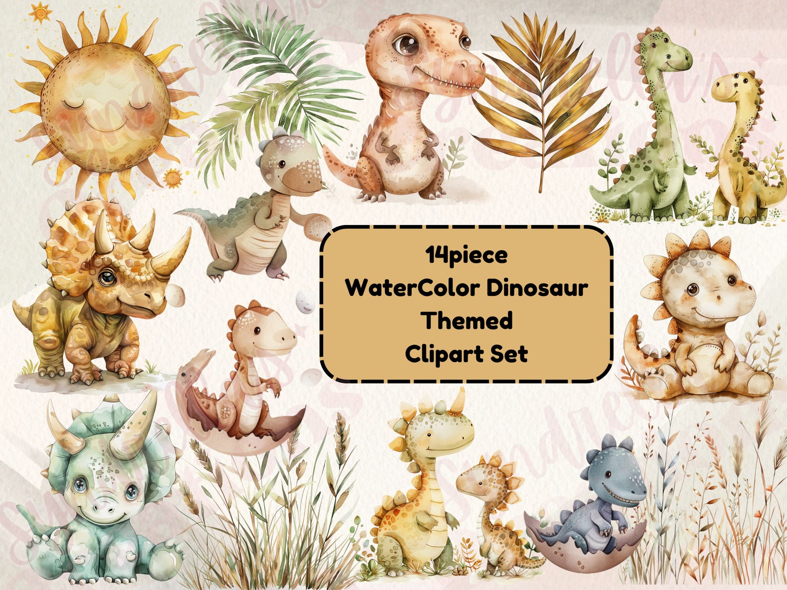 Watercolor Dinosaur Clipart Collection - Nursery Clipart | Dinosaur ...
